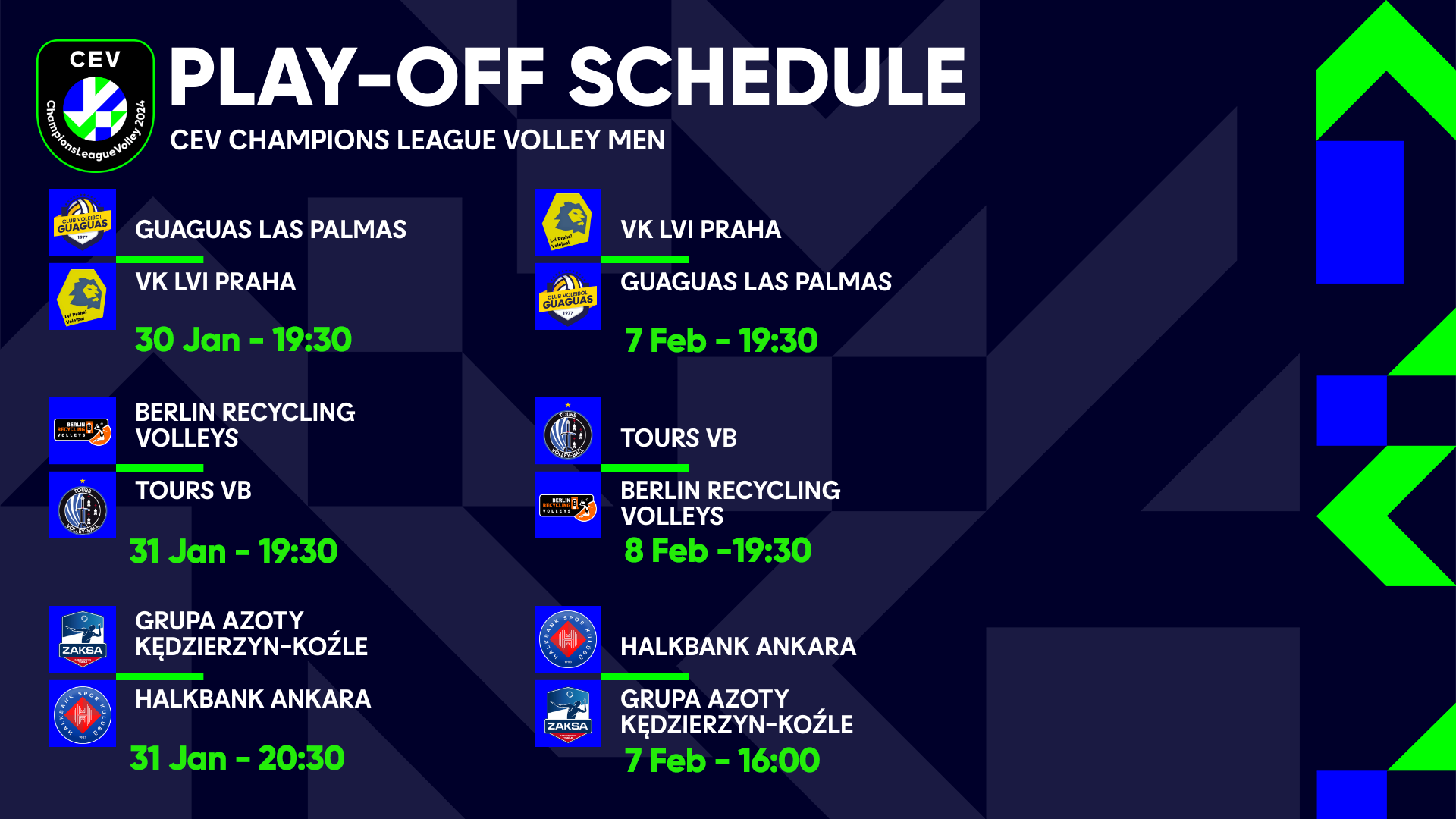 WorldofVolley :: CEV CL: Countdown to Champions League Play-Offs - Teams Vie for Quarterfinals ...