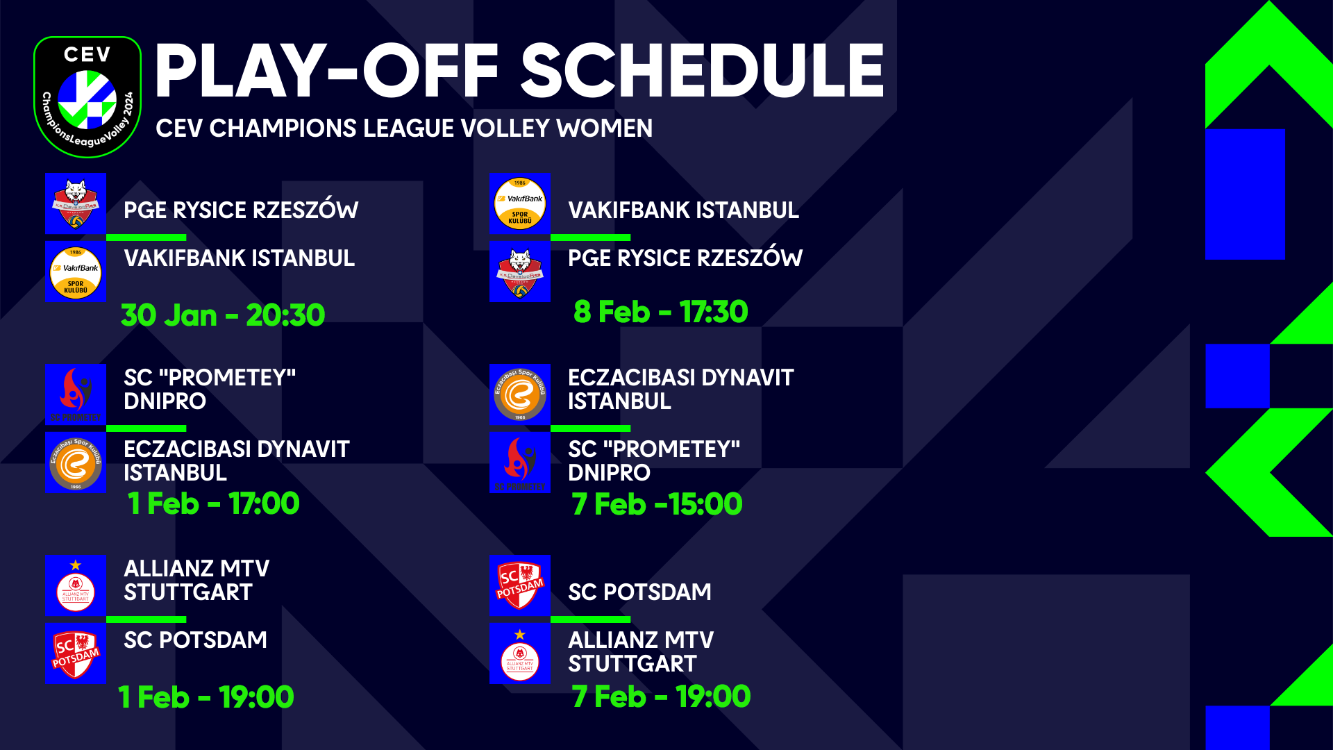 WorldofVolley :: CEV CL: Countdown to Champions League Play-Offs - Teams Vie for Quarterfinals ...